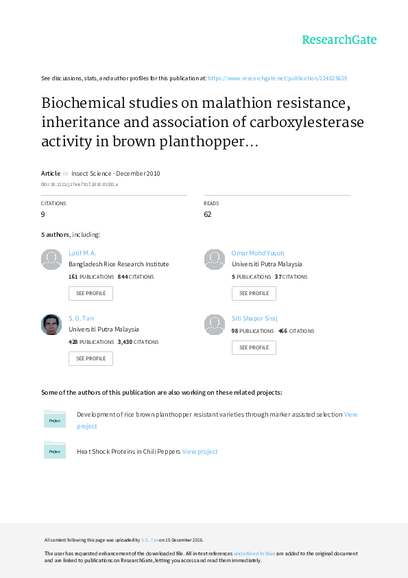 (PDF) Insecticide Resistance Development and Detoxification Enzyme Activities of Spodoptera ...