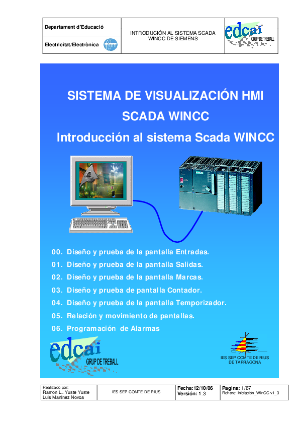 (PDF) Departament d'Educació Electricitat/Electrònica INTRODUCIÓN AL SISTEMA SCADA WINCC DE ...