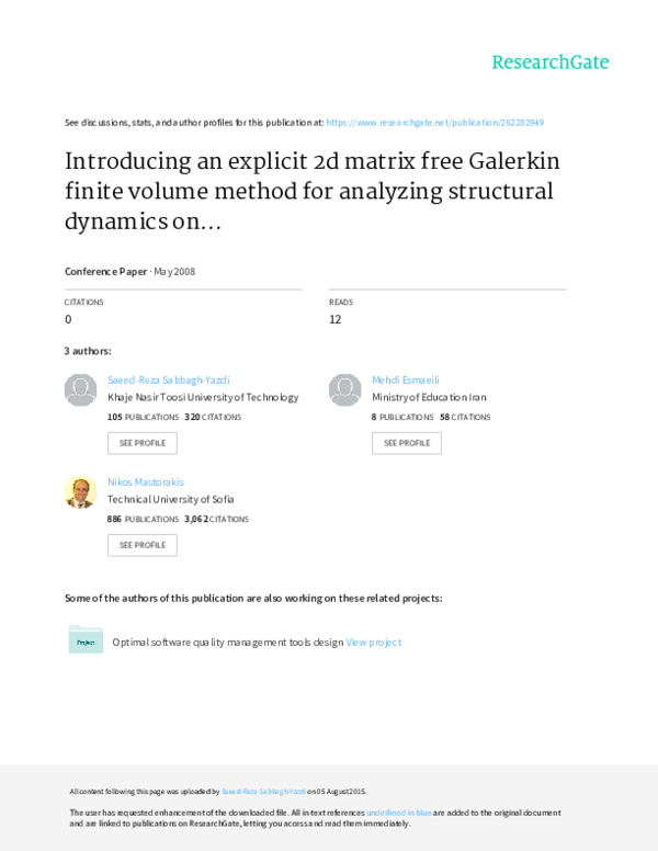 (PDF) Introducing an explicit 2d matrix free Galerkin finite volume ...