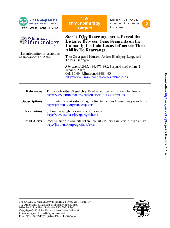 (PDF) Sterile DJH rearrangements reveal that distance between gene ...