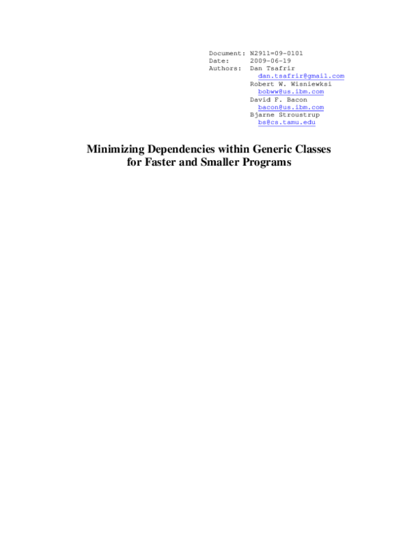 Pdf Minimizing Dependencies Within Generic Classes For Faster And