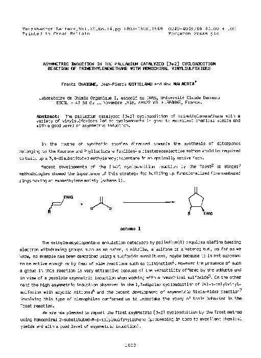 (PDF) Asymmetric induction in the palladium catalyzed [3+ 2 ...