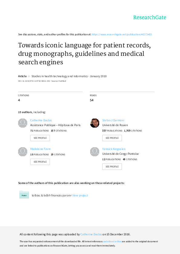 (PDF) Towards iconic language for patient records, drug monographs ...