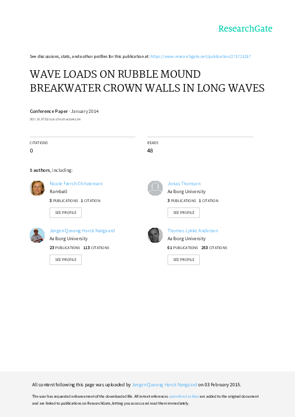 (PDF) Wave loads on rubble mound breakwater crown walls