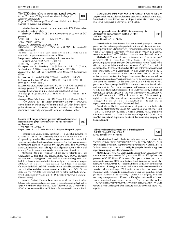 (PDF) The TTK chitra valve in aortic and mitral position | Pramod Kumar ...