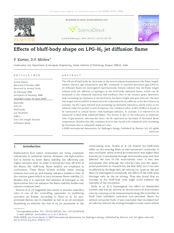 (PDF) Effects of bluff-body shape on LPG–H2 jet diffusion flame