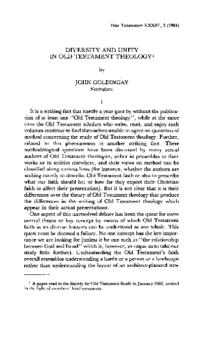 (PDF) Diversity and Unity in Old Testament Theology