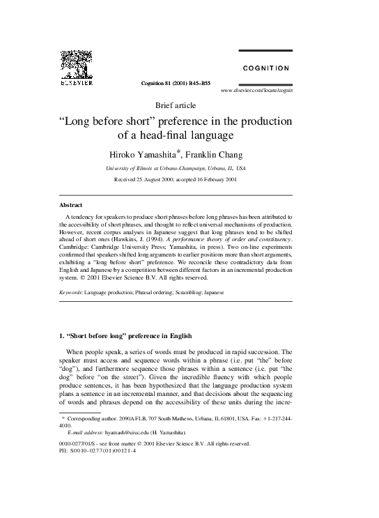 (PDF) “Long before short” preference in the production of a head-final ...