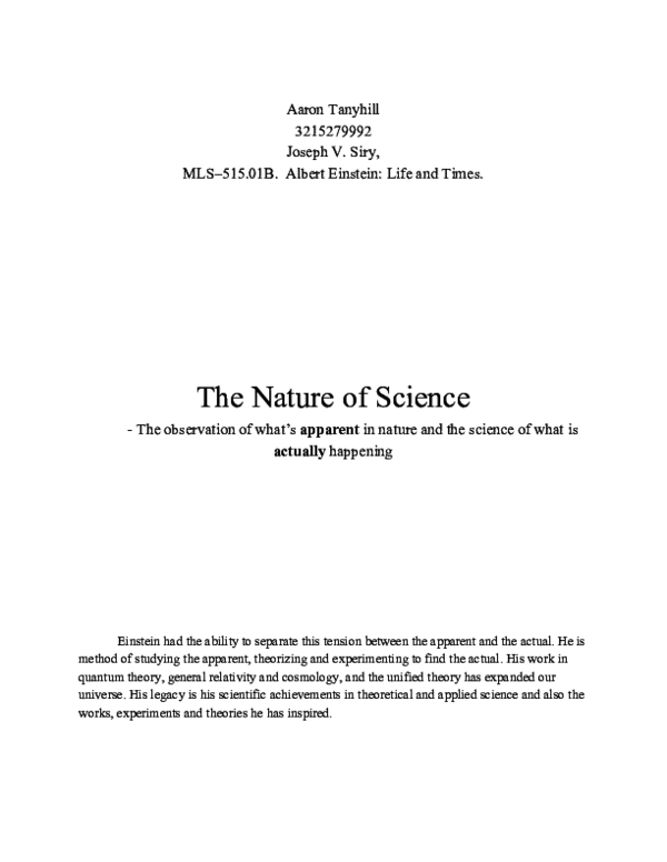 (PDF) The Nature of Science - The Apparent vs Actual