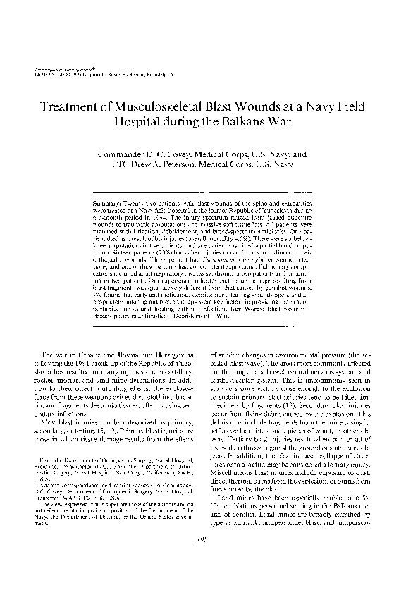 (PDF) Treatment of Musculoskeletal Blast Wounds at a Navy Field ...