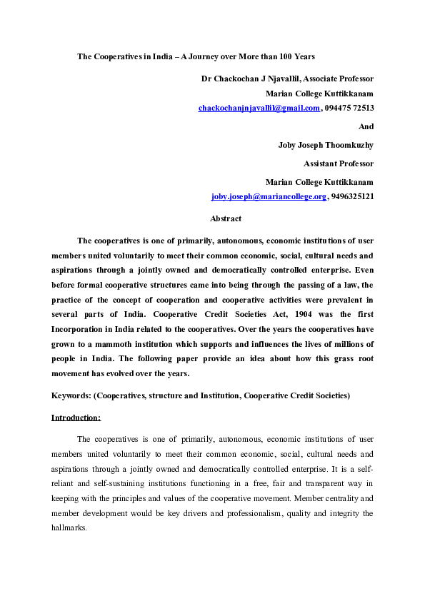 (DOC) The Cooperative Movement in India Over the years (1).docx