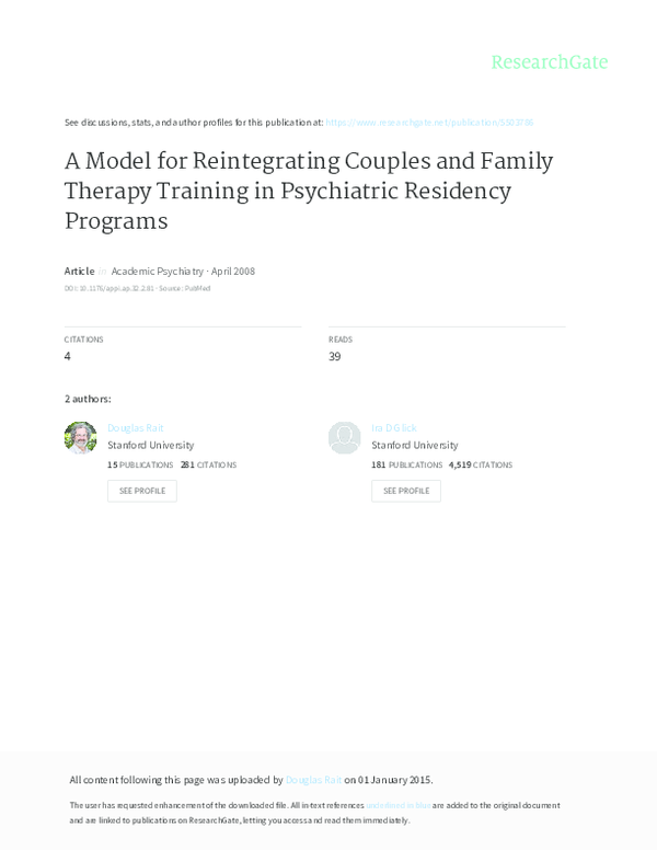 (PDF) A model for reintegrating couples and family therapy training in ...