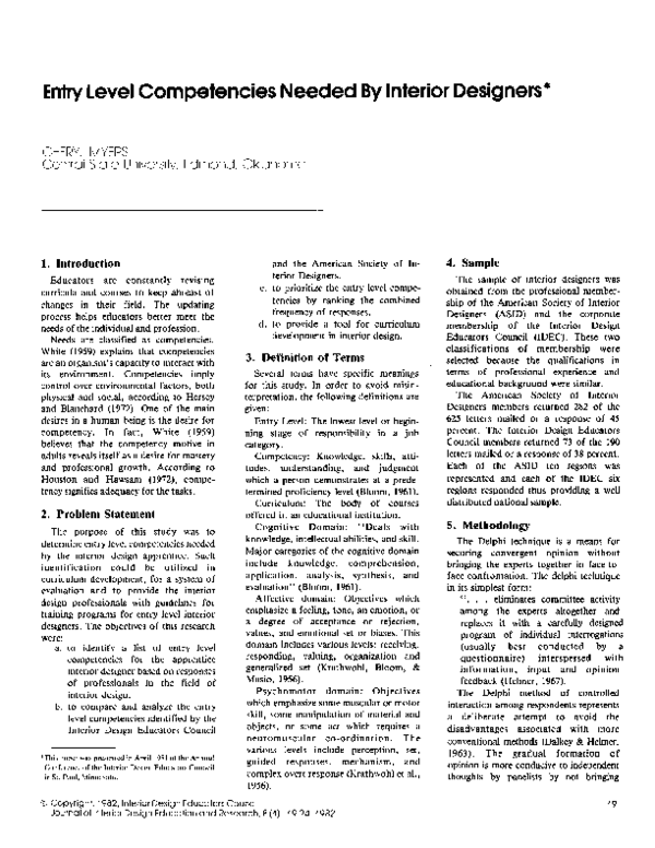 (PDF) Critical Entry-Level Skills for Interior Designers