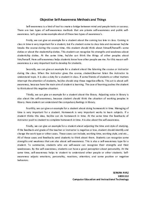 (PDF) Objective Self-Awareness Methods and Things