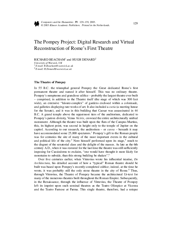 (PDF) The Pompey project: Digital research and virtual reconstruction ...