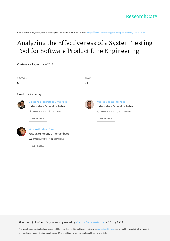 (PDF) Analyzing the Effectiveness of a System Testing Tool for Software ...