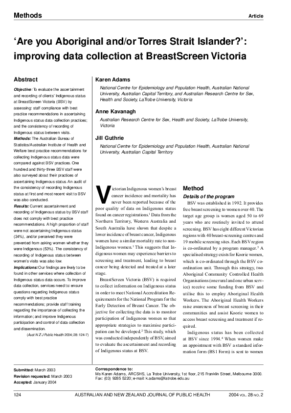 (PDF) Method: ‘Are you Aboriginal and/or Torres Strait Islander ...