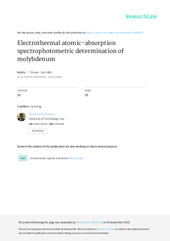 (PDF) Electrothermal atomic-absorption spectrophotometric determination ...