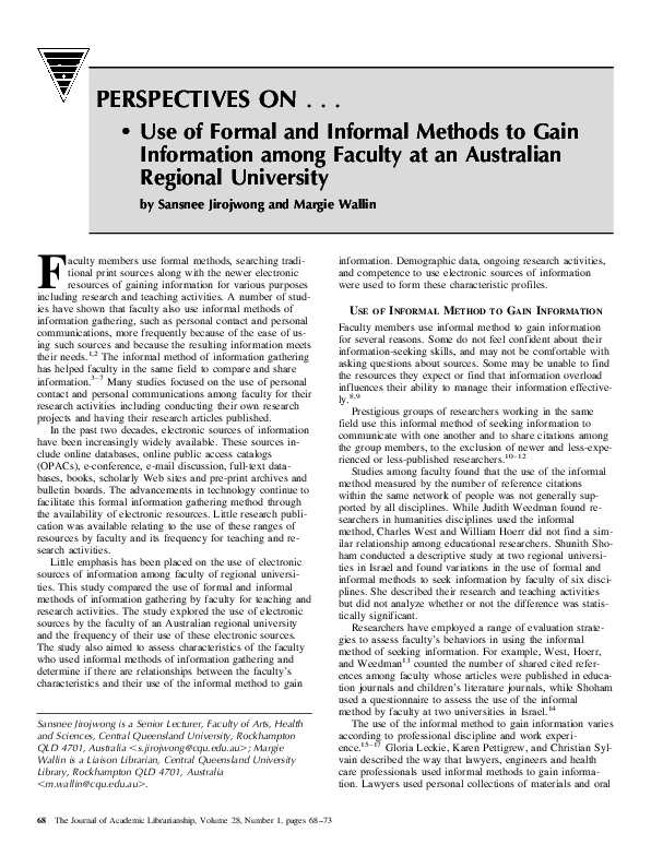 (PDF) Use of formal and informal methods to gain information among ...