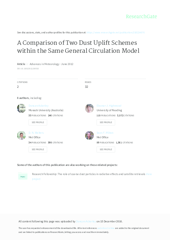 (PDF) A Comparison of Two Dust Uplift Schemes within the Same General Circulation Model | Sean F ...