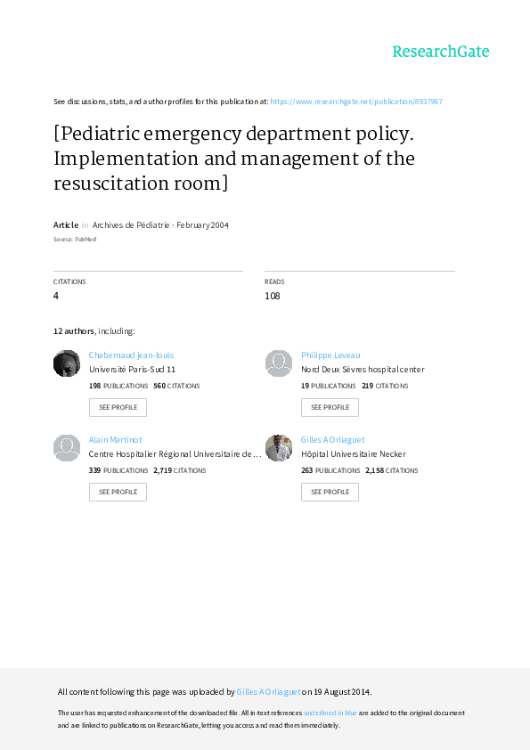 (PDF) [Pediatric emergency department policy. Implementation and ...
