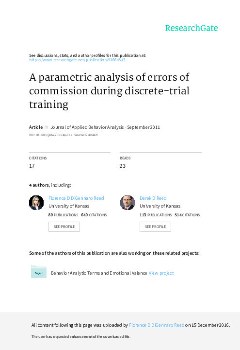 (PDF) A parametric analysis of errors of commission during discrete ...