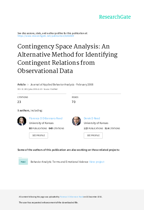 (PDF) Contingency Space Analysis: An Alternative Method for Identifying ...