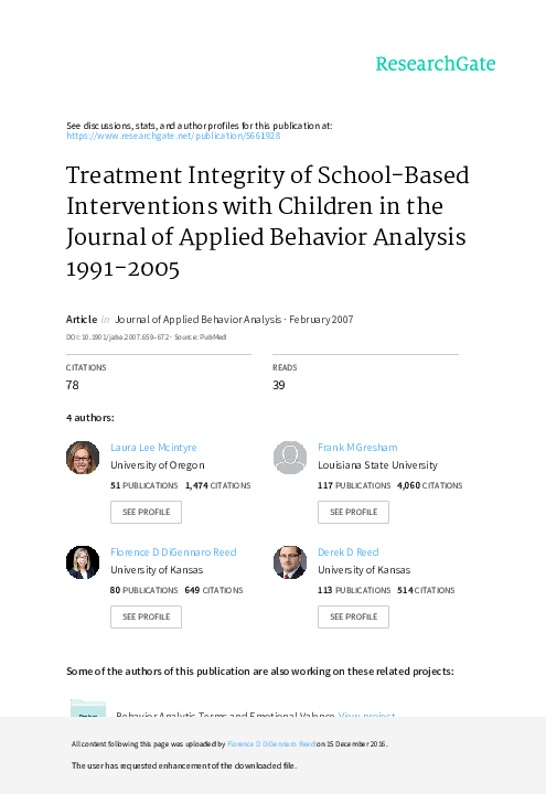 (PDF) Treatment Integrity of School-Based Interventions with Children ...
