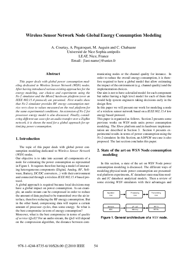 (PDF) Wireless Sensor Network node global energy consumption modeling