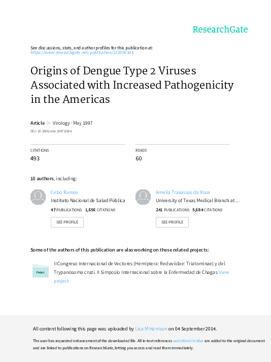 (PDF) Origins of dengue type 2 viruses associated with increased ...