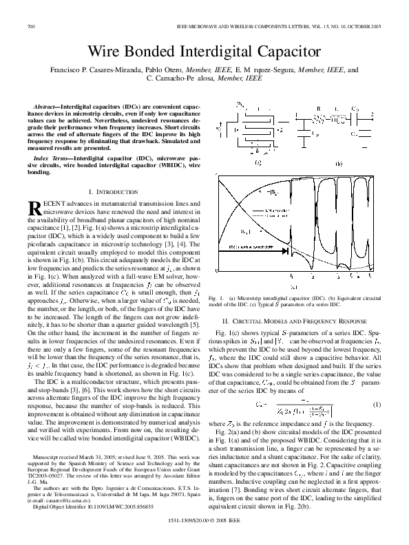 (PDF) Wire bonded interdigital capacitor