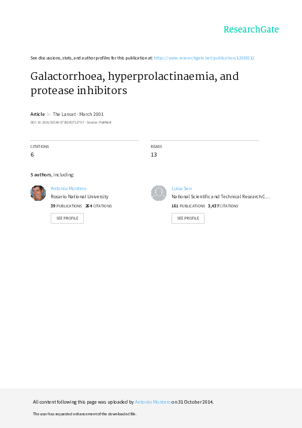 (PDF) Galactorrhoea, hyperprolactinaemia, and protease inhibitors