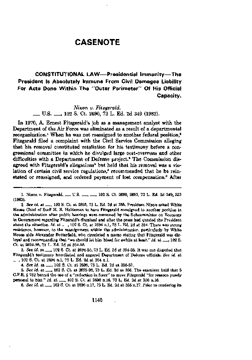 (PDF) CONSTITUTIONAL LAW-Presidential Immunity-The President Is ...