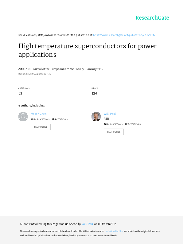 (PDF) High temperature superconductors for power applications