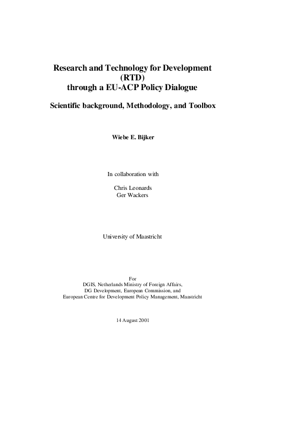 (PDF) Research and technology for development (RTD) through a EU-APC ...