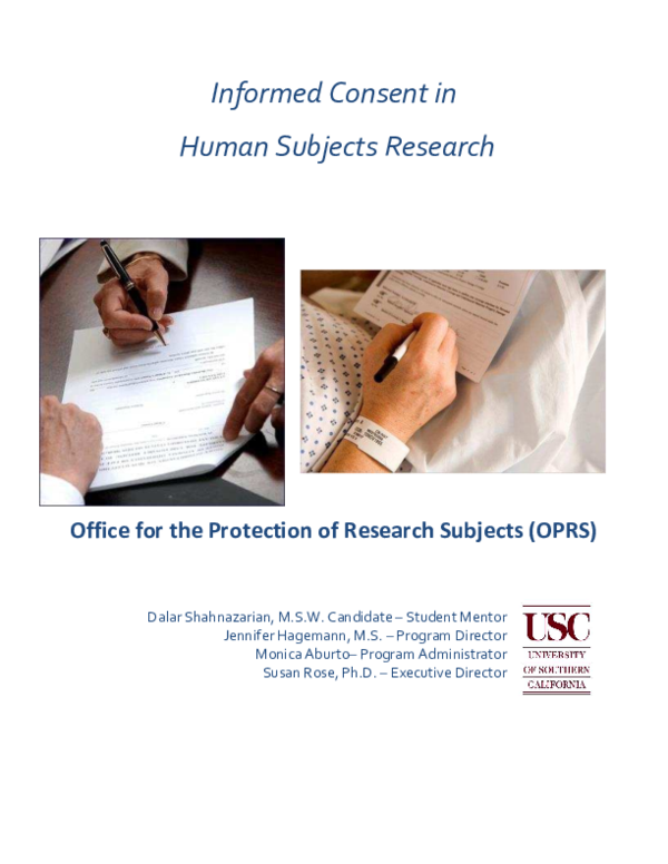 (PDF) Informed Consent in Human Subjects Research