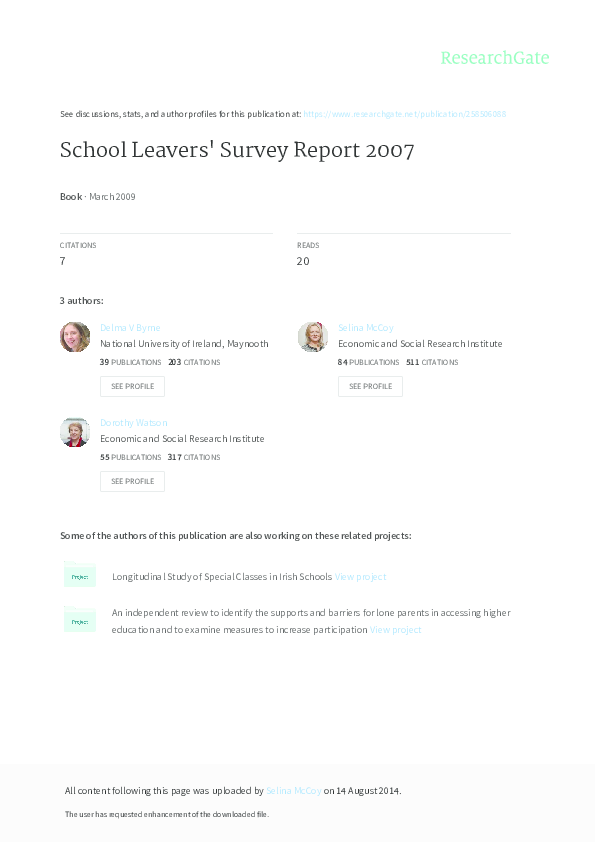 (PDF) School Leavers' Survey Report 2007