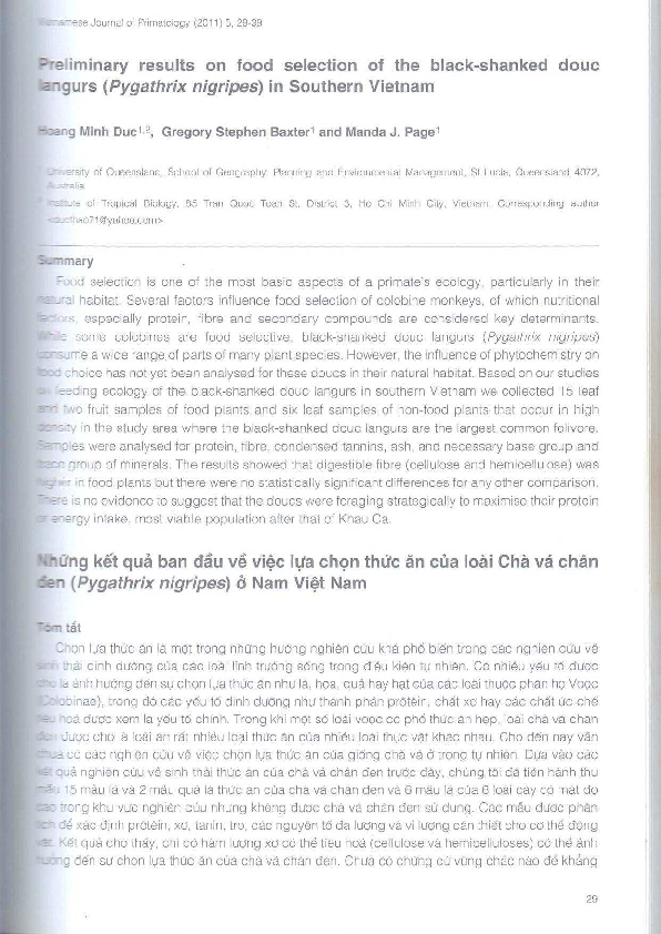 (PDF) eliminary results on food selection of the black-shanked douc ...