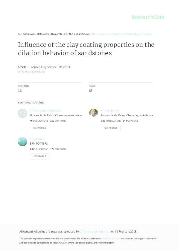(PDF) Influence of the clay coating properties on the dilation behavior ...