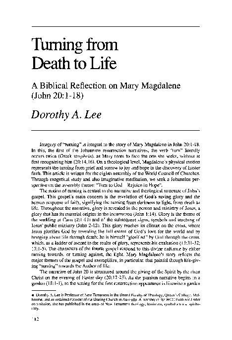 (PDF) Turning from Death to Life