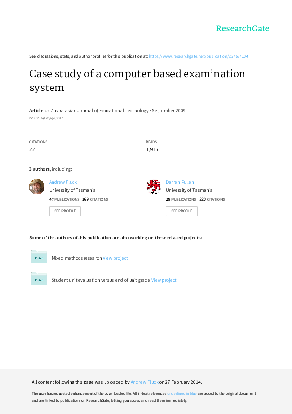 (PDF) Case Study of a Computer Based Examination System