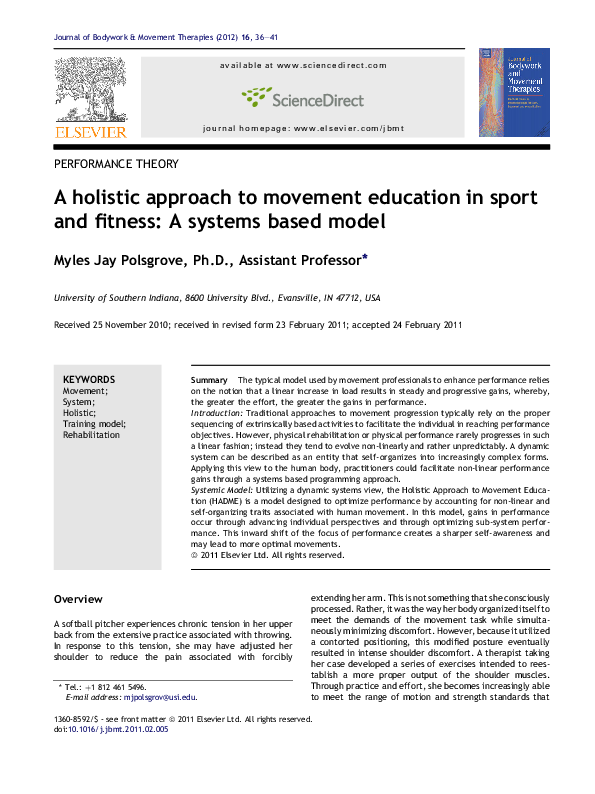 (PDF) A holistic approach to movement education in sport and fitness: A ...