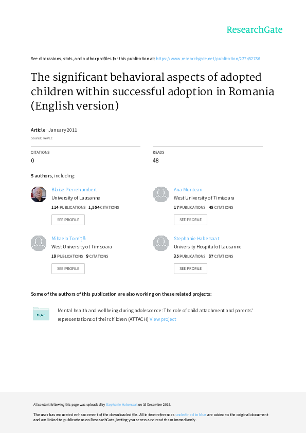 (PDF) The significant behavioral aspects of adopted children within ...
