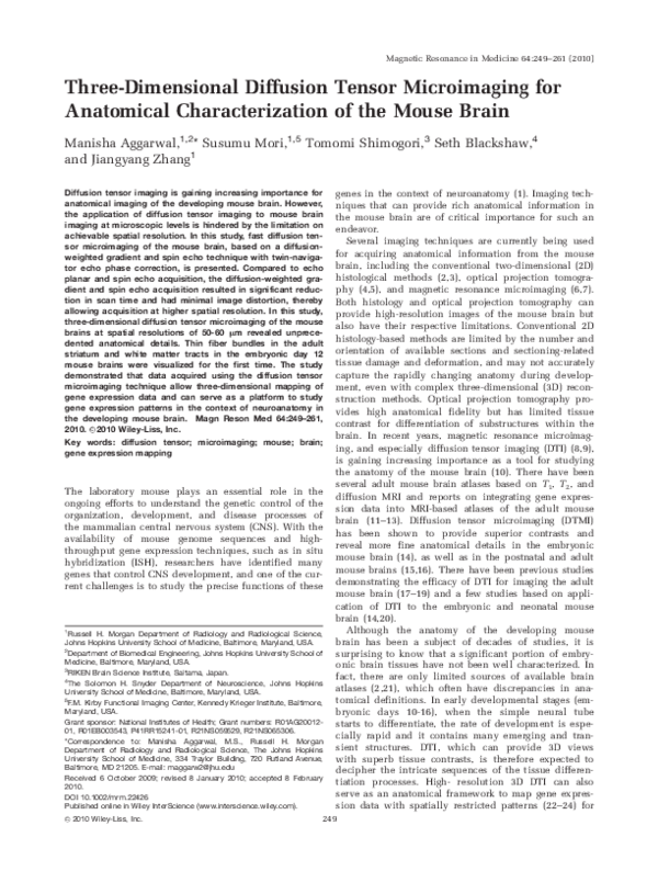 (PDF) Three-dimensional diffusion tensor microimaging for anatomical ...