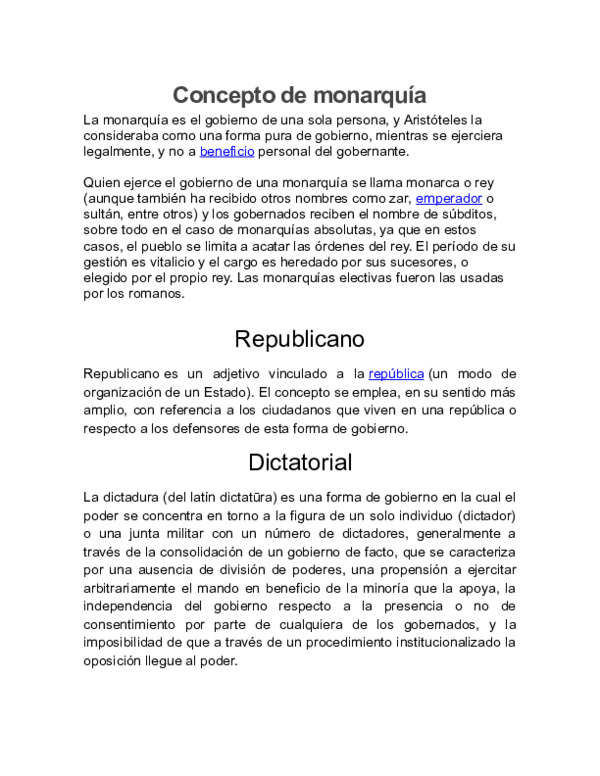 (DOC) Concepto de monarquía