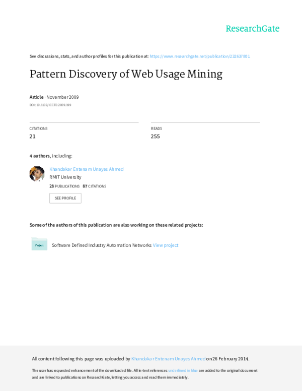 Pdf Pattern Discovery Of Web Usage Mining