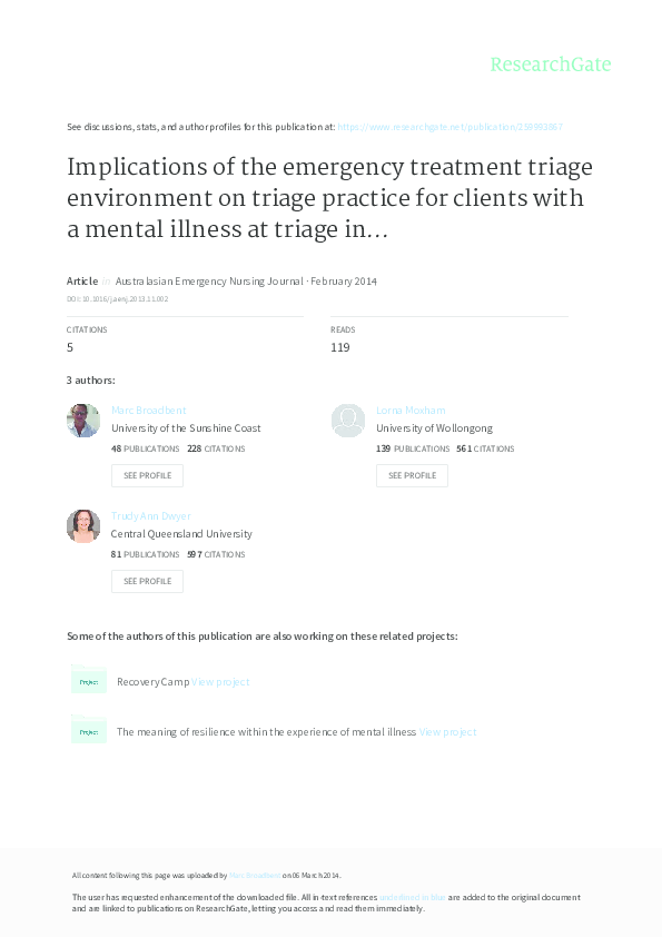 (PDF) Implications of the emergency department triage environment on ...