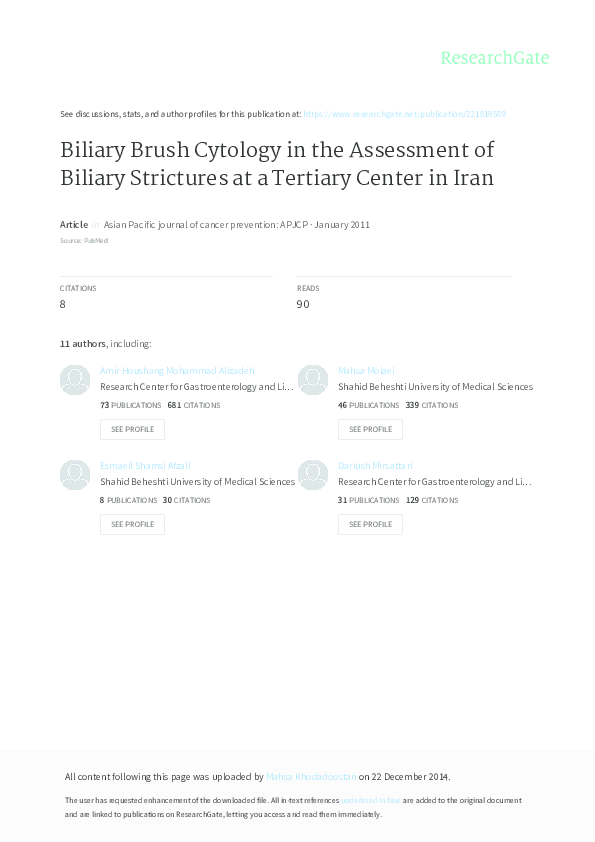 (PDF) Biliary brush cytology in the assessment of biliary strictures at ...