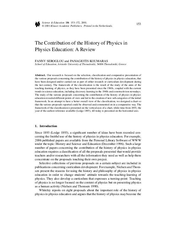 (PDF) The Contribution of the History of Physics in Physics Education ...