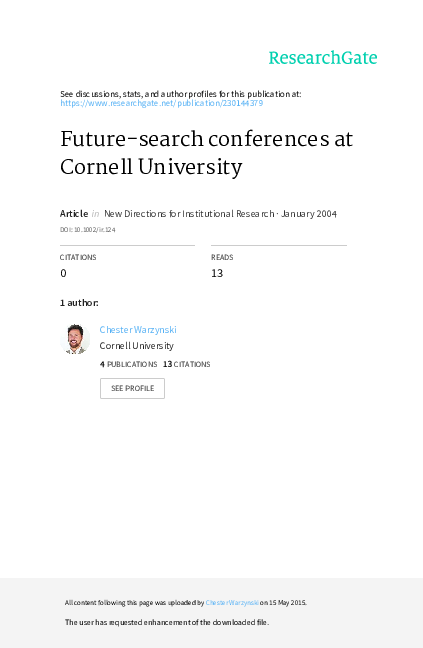 (PDF) Future-search conferences at Cornell University
